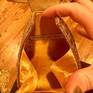 David Jeffery | Bags | David Jeffery Gold Beaded Minaudire Clutch ...